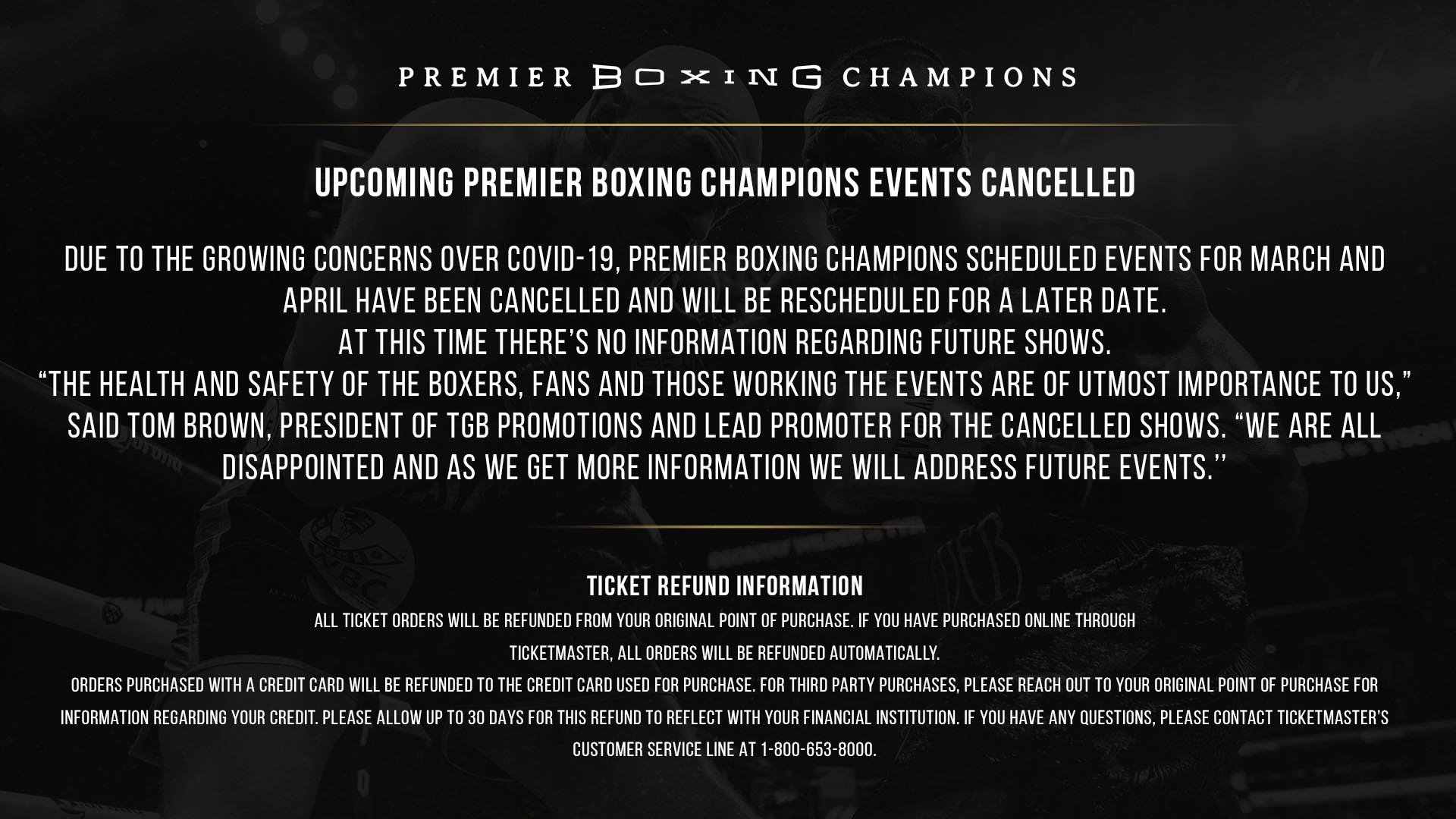 Upcoming Premier Boxing Champions events cancelled